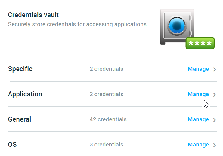 Accessing the Credentials Vault in Console Plus